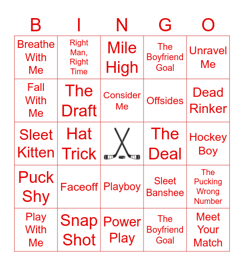 Hockey Romance Book Bingo Card