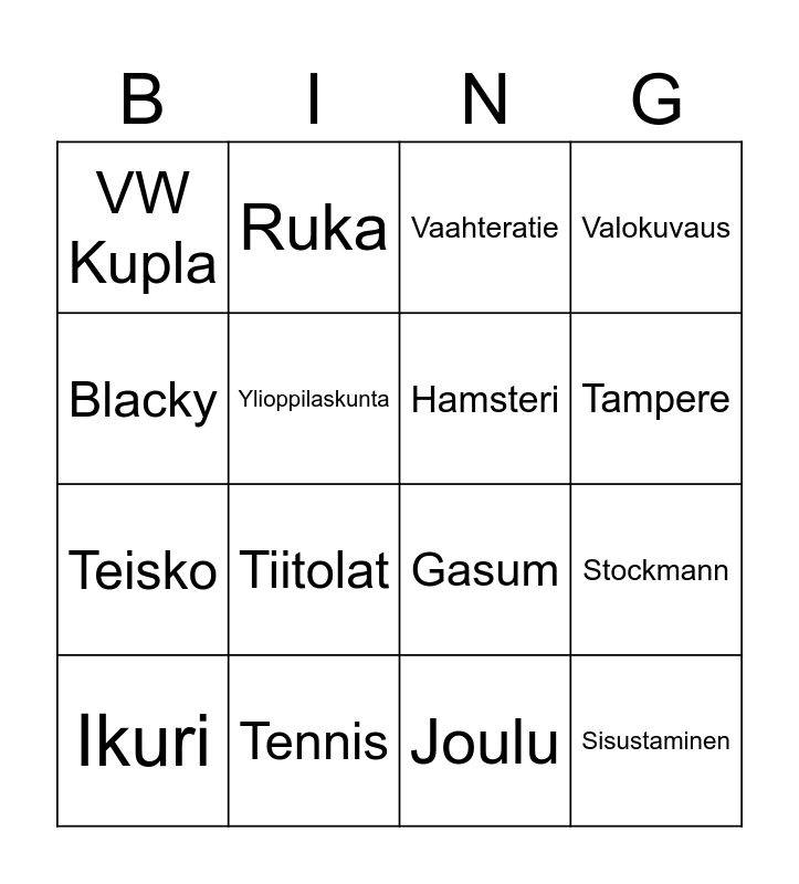 💎 Mumman ja Vaarin Timanttihääbingo 💎 Bingo Card
