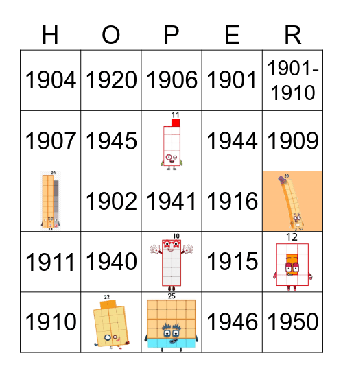 Number blocks Bingo Card