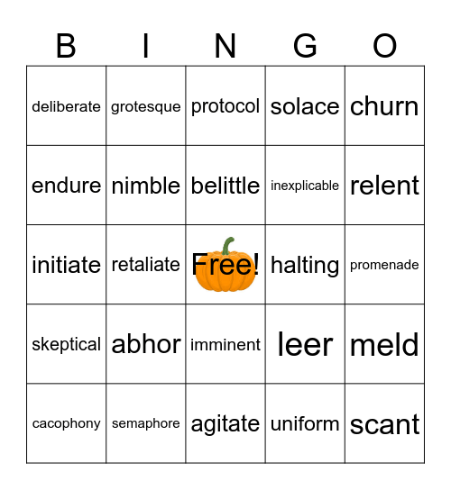 Pumpkin Bingo! Bingo Card