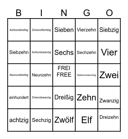 SCARLETTS GERMAN BINGO Card