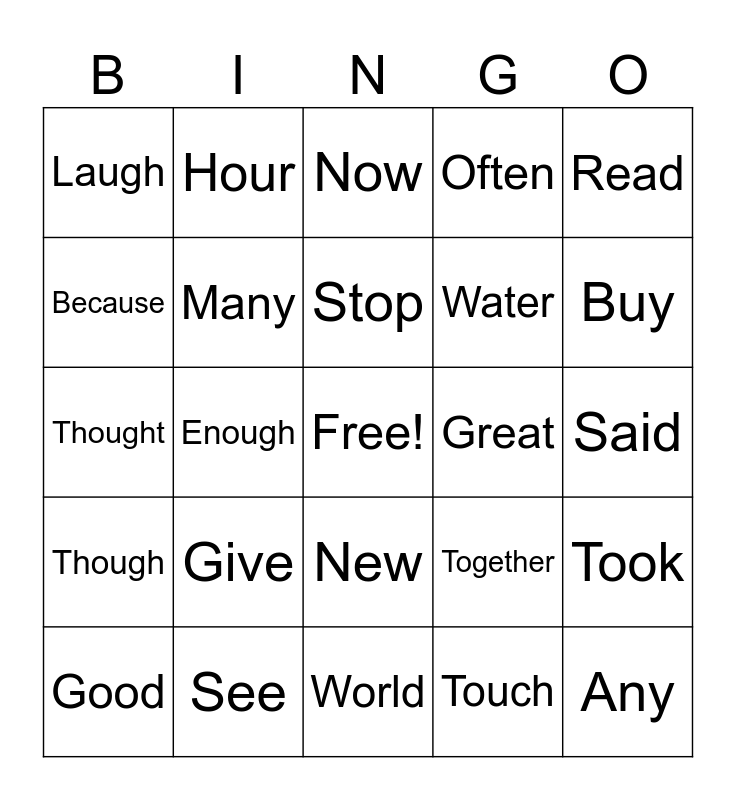 Red Words Bingo (Mk.1) Bingo Card
