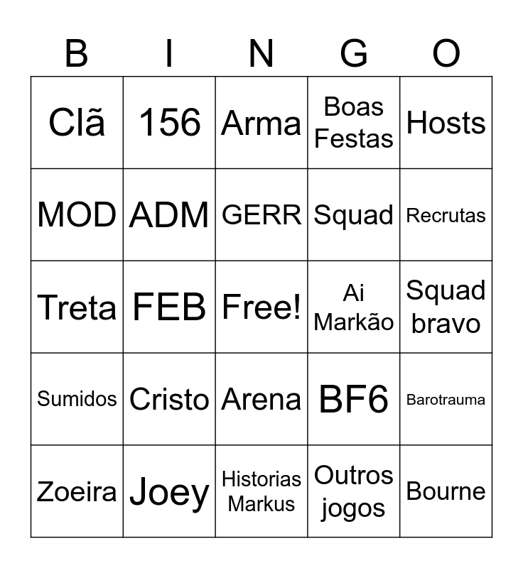 RAA Bingo Card