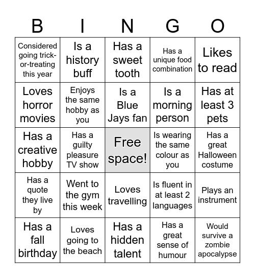 Find someone who... Bingo Card