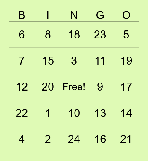 P adu hoki Bingo Card