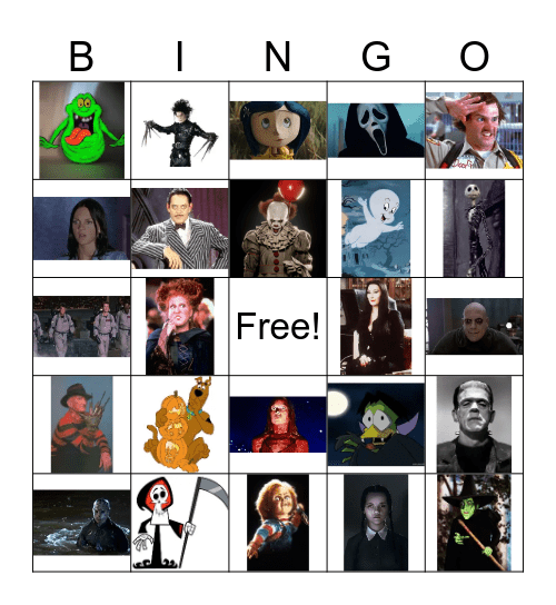 Halloween Movie Characters Bingo Card