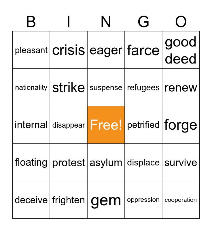 5th Grade Bingo! Bingo Card