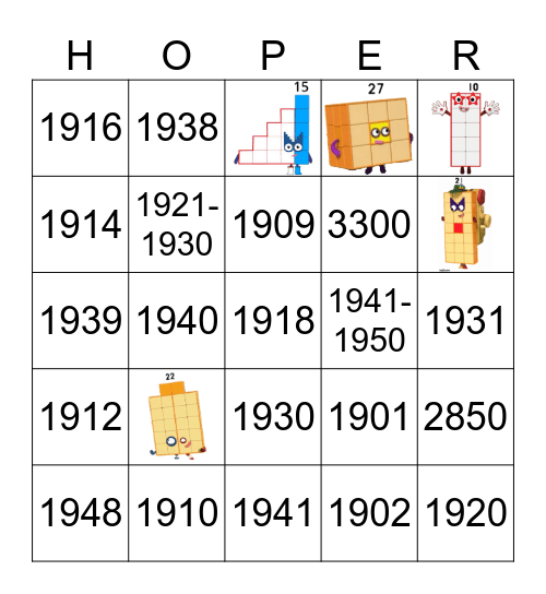 Number blocks Bingo Card