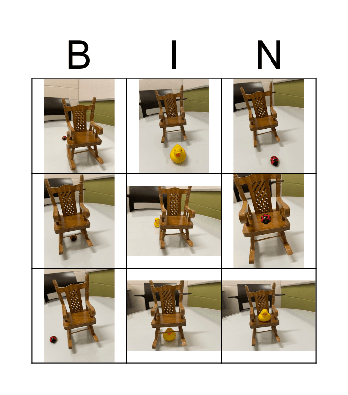 Prepositions - Duck and Bug Bingo Card