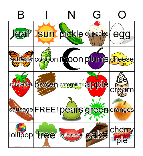 The Very Hungry Caterpillar Bingo Card