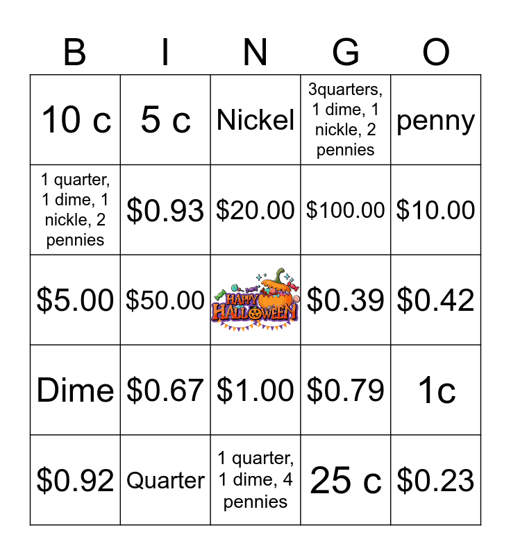 Math Bingo Card
