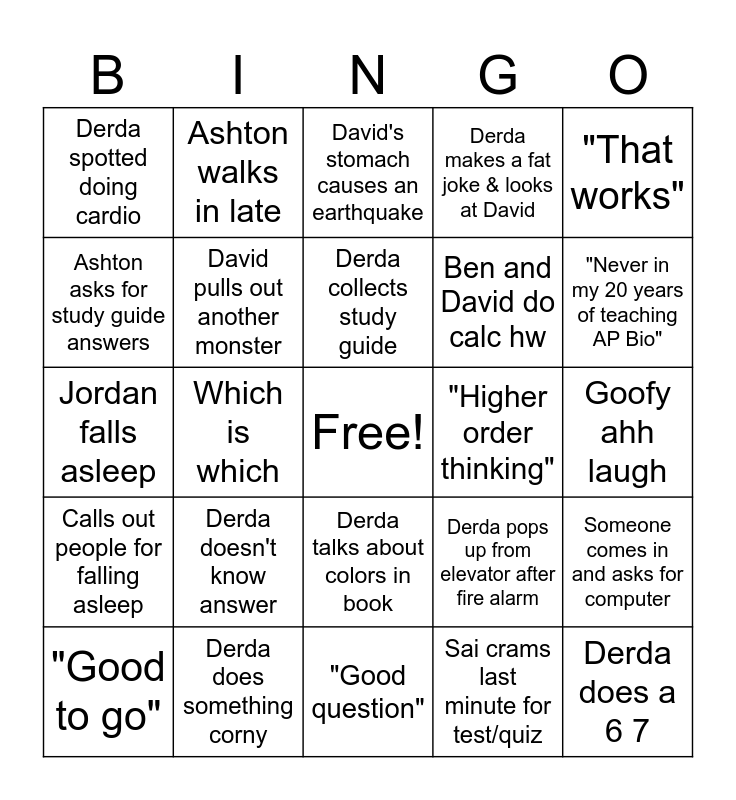 AP Bio Bingo Sheet Bingo Card