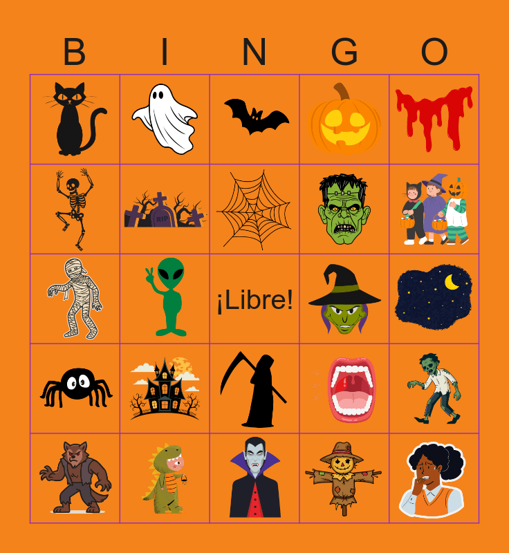 Vocabulario de Halloween Bingo Card