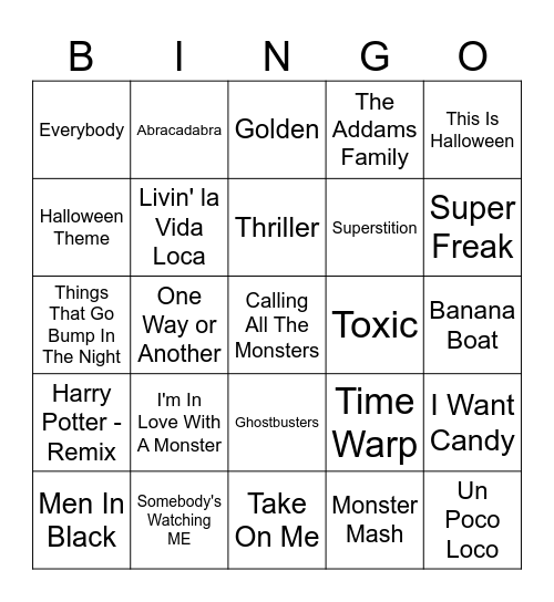 Halloween BINGO Card
