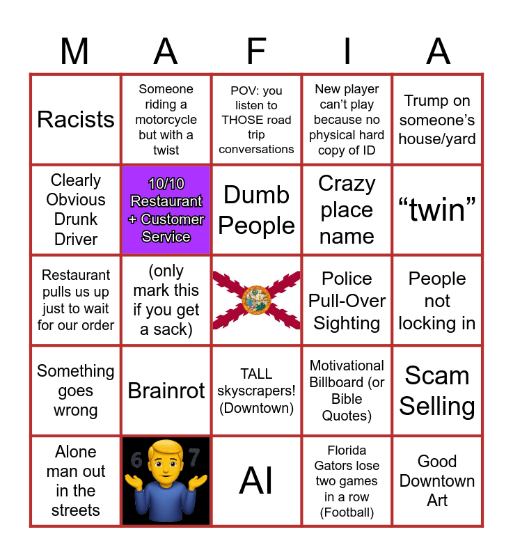 Tampa, Florida Bingo Card