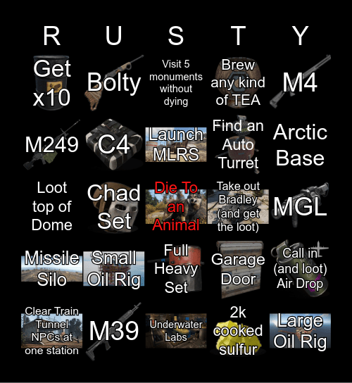 Rust Bingo Card