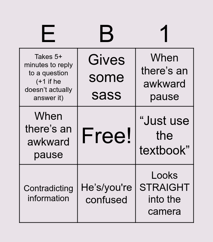 EB1 Vice bingo Card