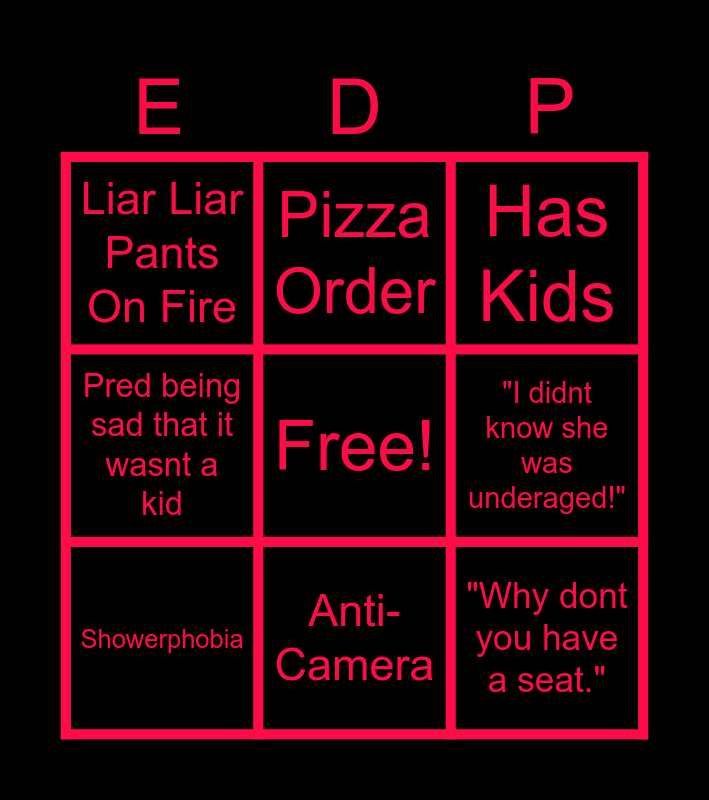 Diddler Catch 2 Bingo Card
