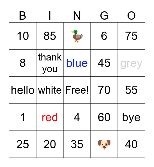 World Languages Fair BINGO Card
