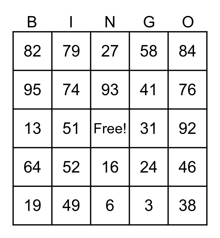 Taste Your Luck! Bingo Card