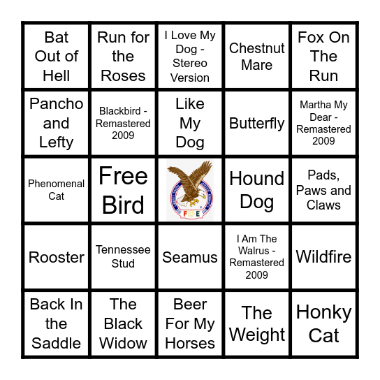 PETS Bingo Card