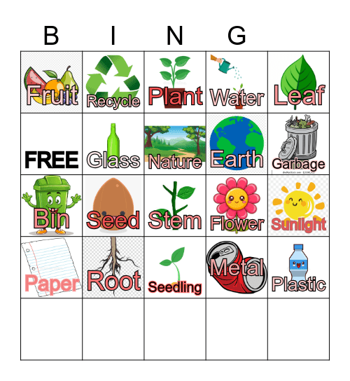 Environment and Recycle Bingo Card