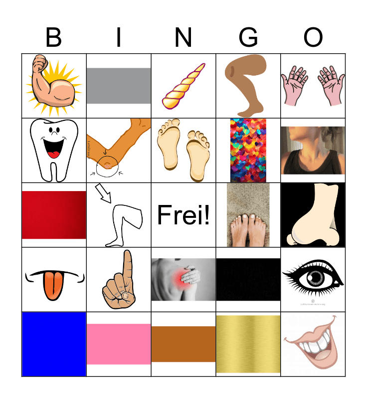 Der Körper Bingo Card