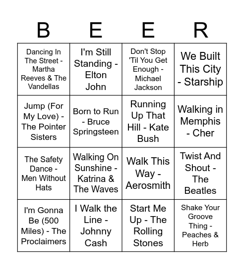 Movin and Groovin Bingo Card