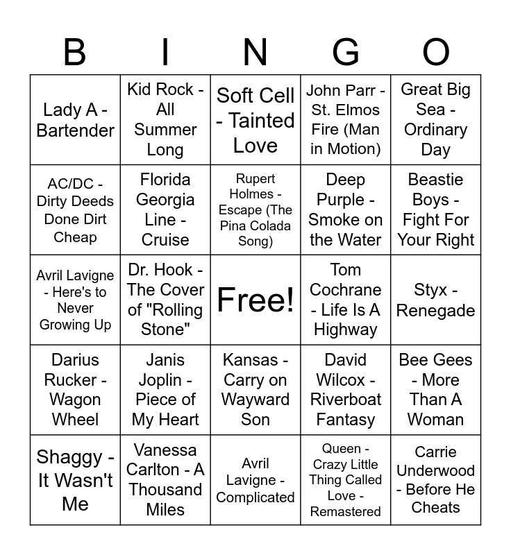 ALICIA AND TED Bingo Card