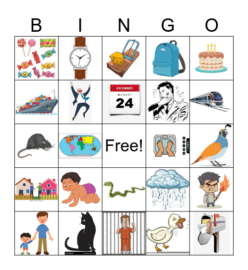 long and short "A" Bingo--images only Bingo Card