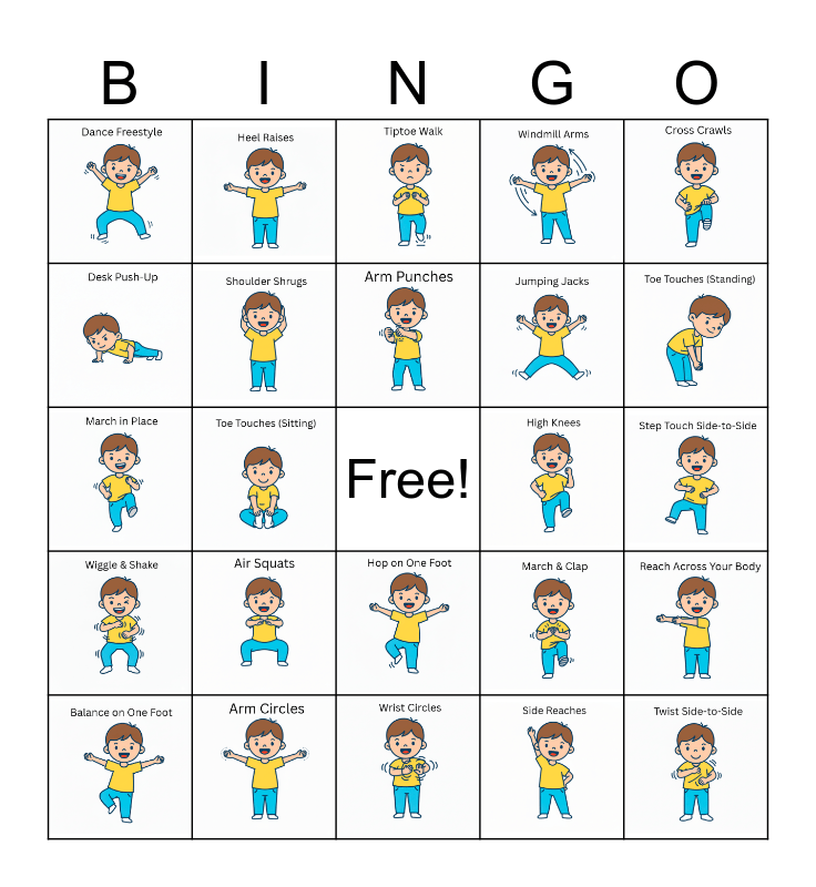 Move & Groove Bingo Card