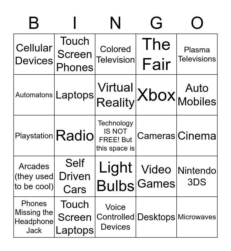 Technology Bingo Card