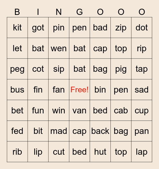 Practice Reading & Listening Bingo Card
