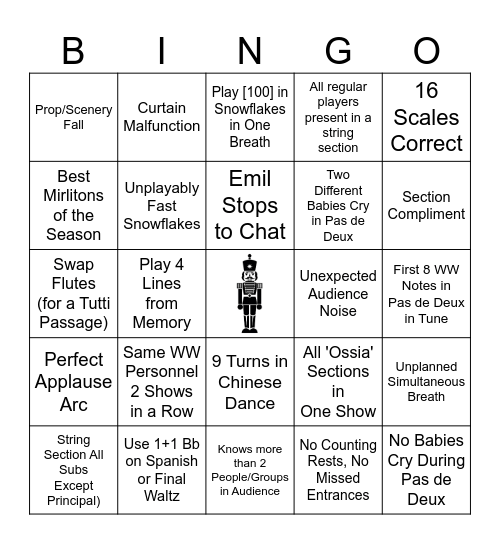 PNB Nutcracker Bingo 2025 Bingo Card