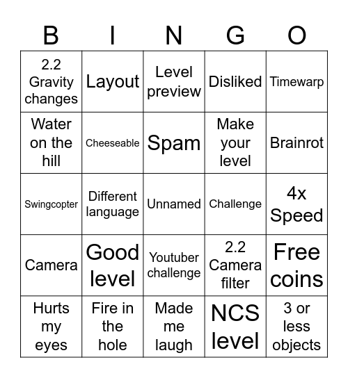 Recent Tab Bingo Card