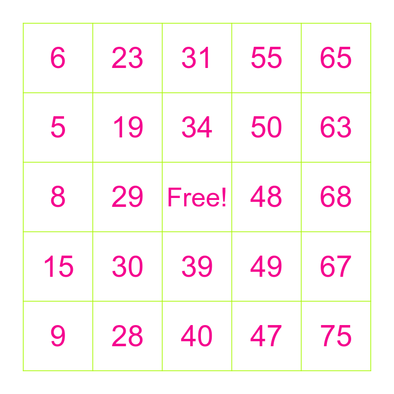 EY BINGO!!! Bingo Card