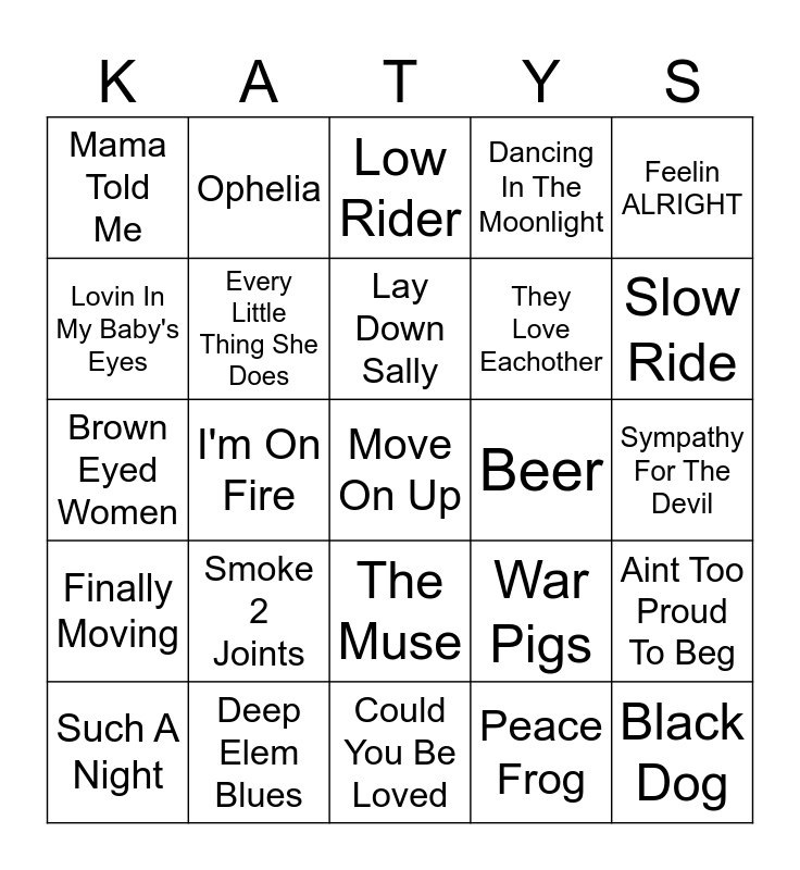 CLIFF NOTES Bingo Card