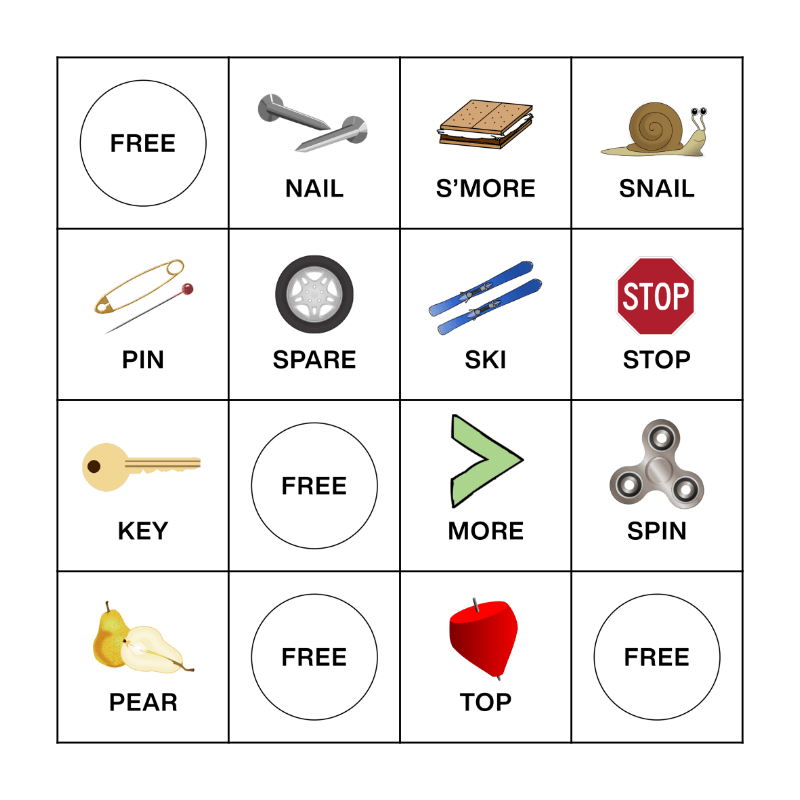 Minimal Pairs (S Blends) Bingo Card