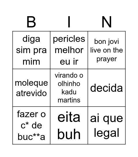 Bringo do Buno Bingo Card