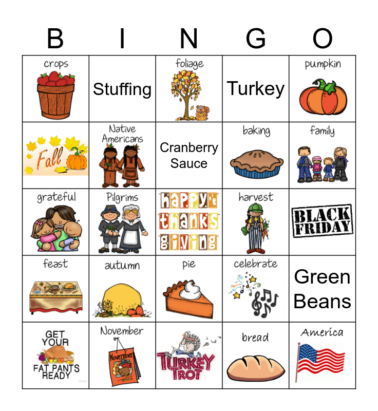 THANKSGIVING Bingo Card
