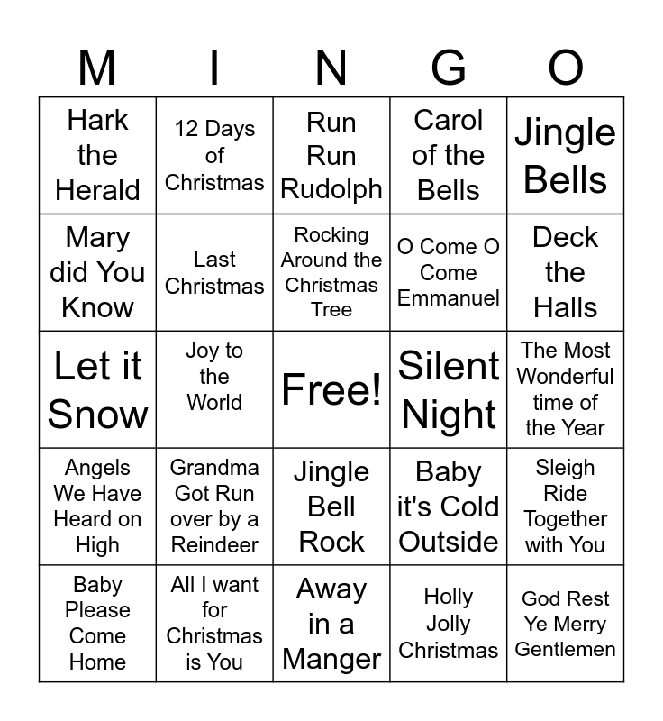 Christmas Mingo Bingo Card