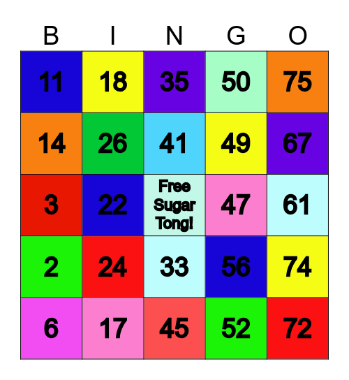 Sugar Tong Presents!!!!!!!! Bingo Card