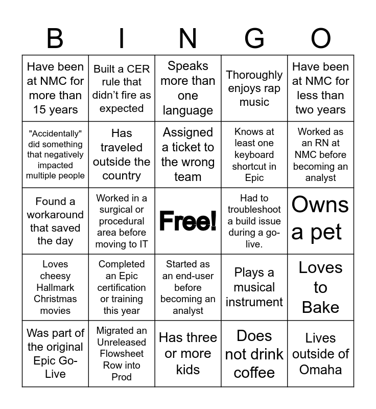 IT Bingo! Bingo Card