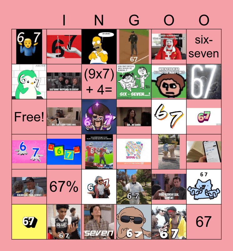 Six-Seven BINGO Card