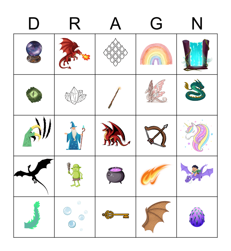 Dragon pic Bingo Card