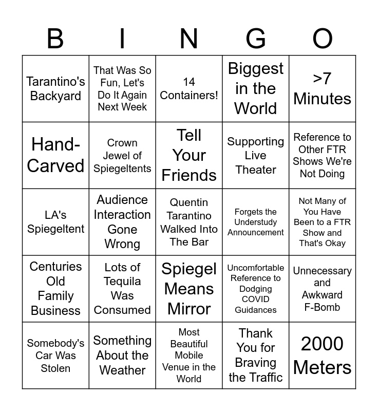 Welcome Bingo Card