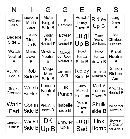 Special Moves Bingo Card