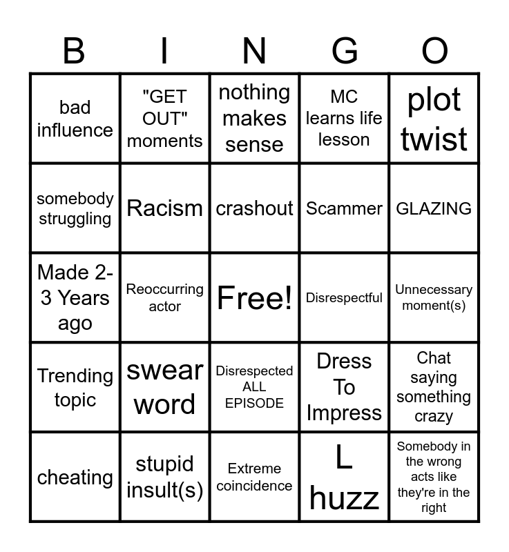 Richlev Dhar Mann Bingo Card