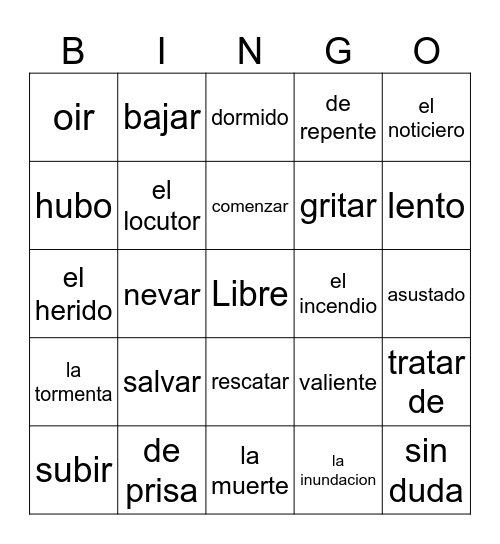 Realidades 2 5A Bingo Card