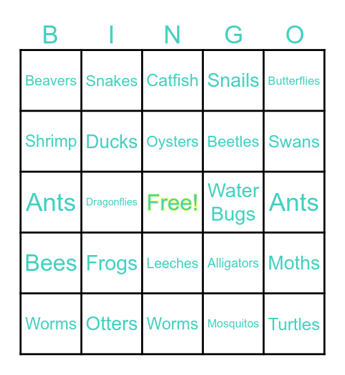 WILDLIFE BINGO! Bingo Card